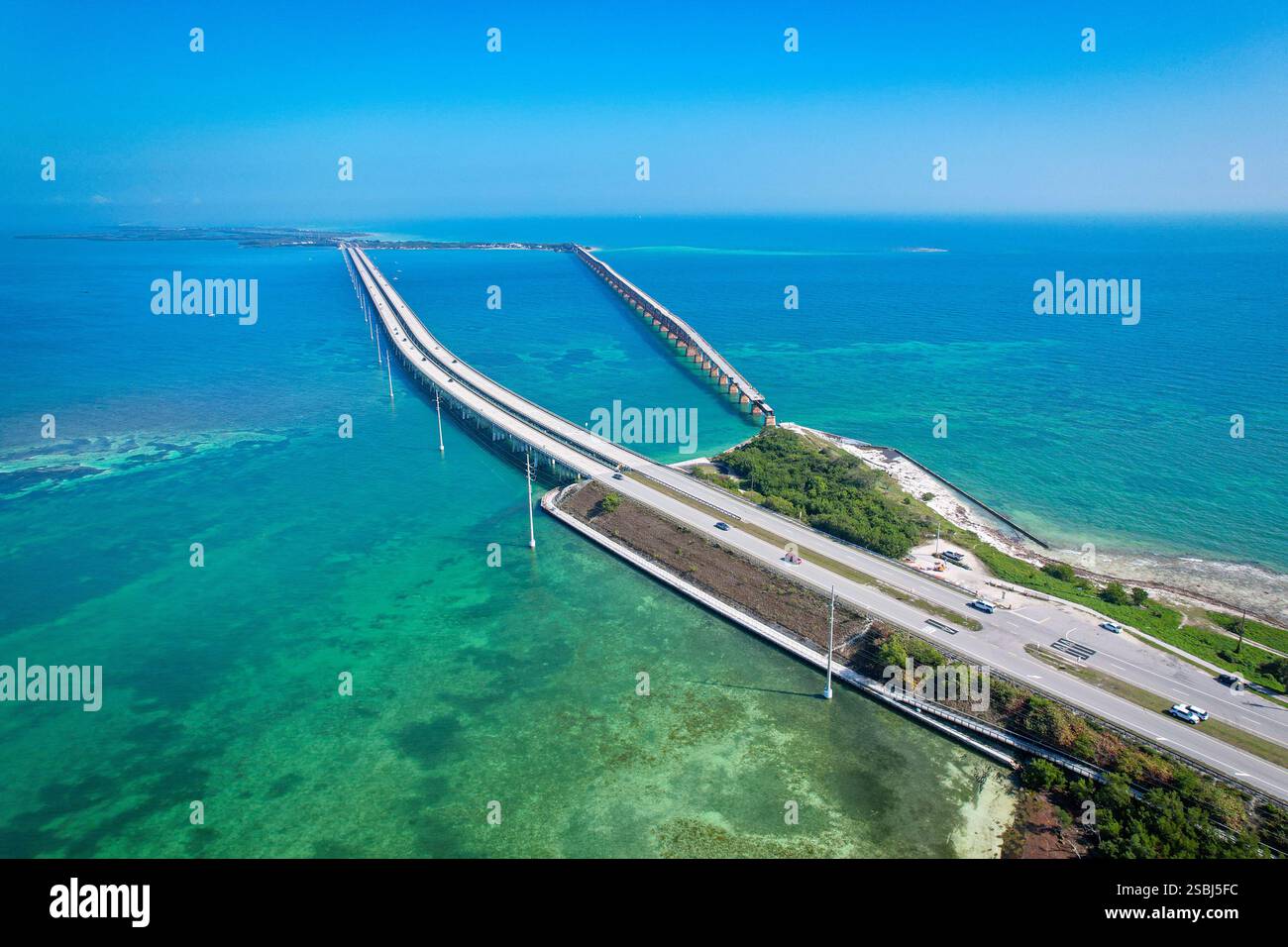 Overseas highway to Key West island, Florida Keys, USA. Aerial view ...