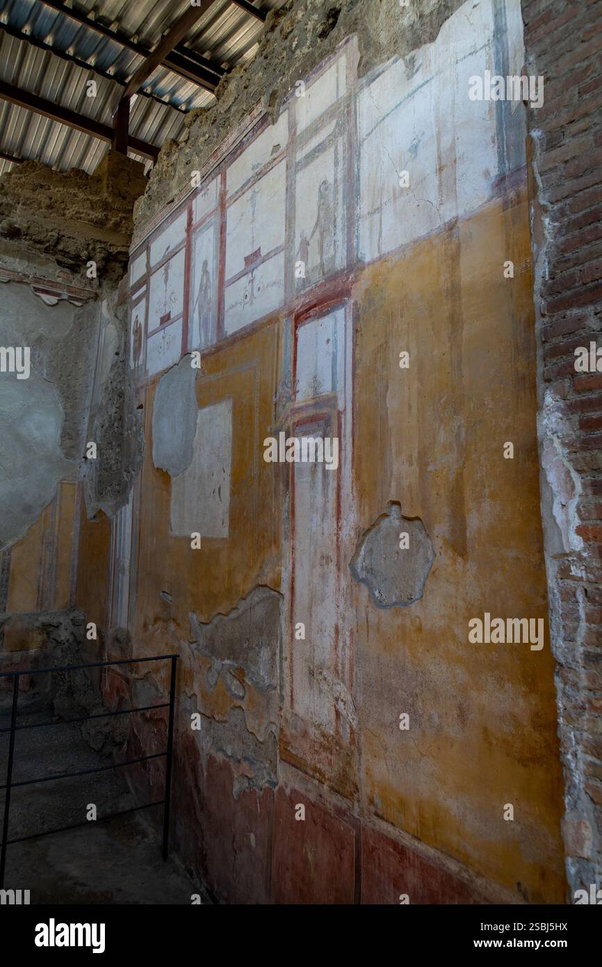 Colorful frescoes in the House of the Lararium of Achilles, Building I ...
