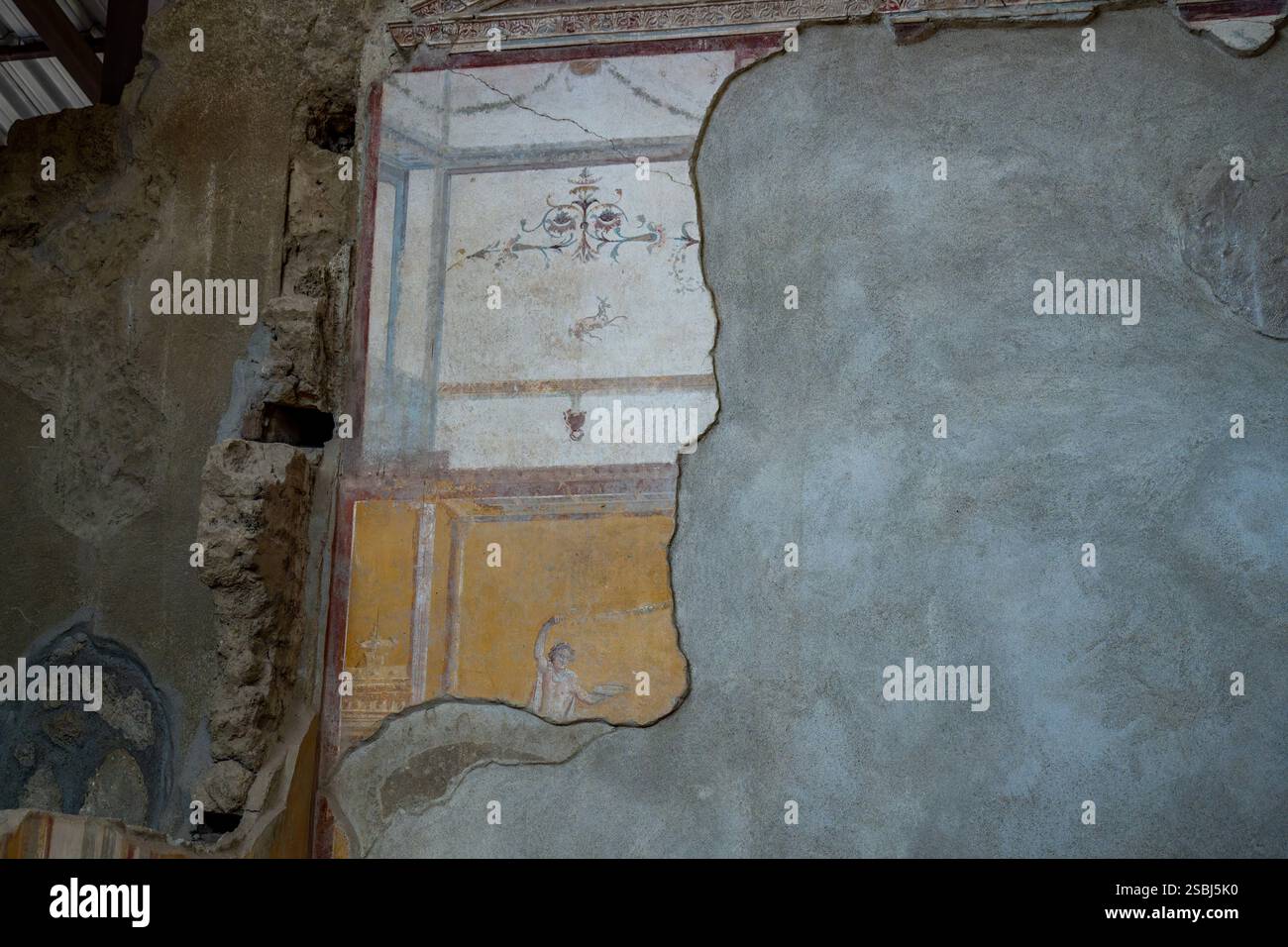 Colorful frescoes in the House of the Lararium of Achilles, Building I ...
