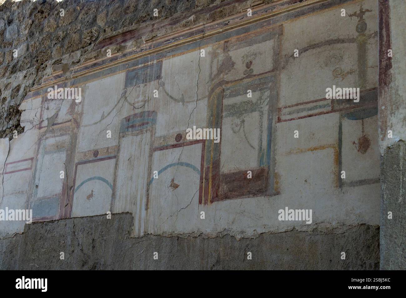 Colorful frescoes in the House of the Lararium of Achilles, Building I ...