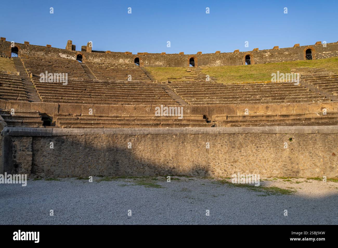 The partially-restored Amphitheater of Pompeii in the ancient Roman ...