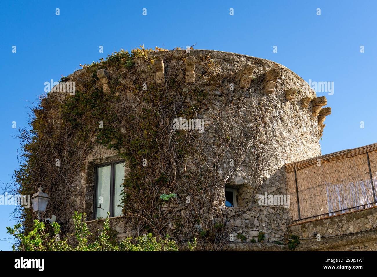 A medieval Saracen tower guarding the town of Amalfi on the Amalfi ...