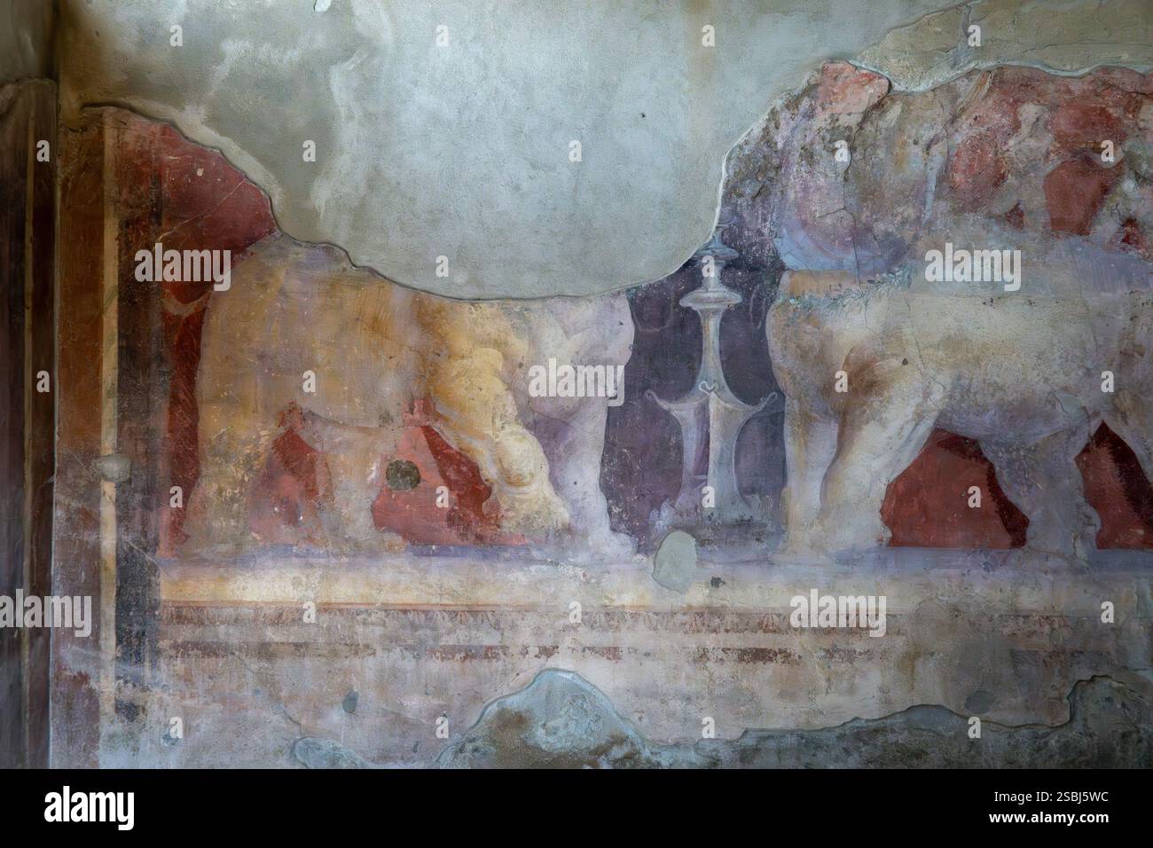Fresco of elephants in the House of the Lararium of Achilles, Building ...