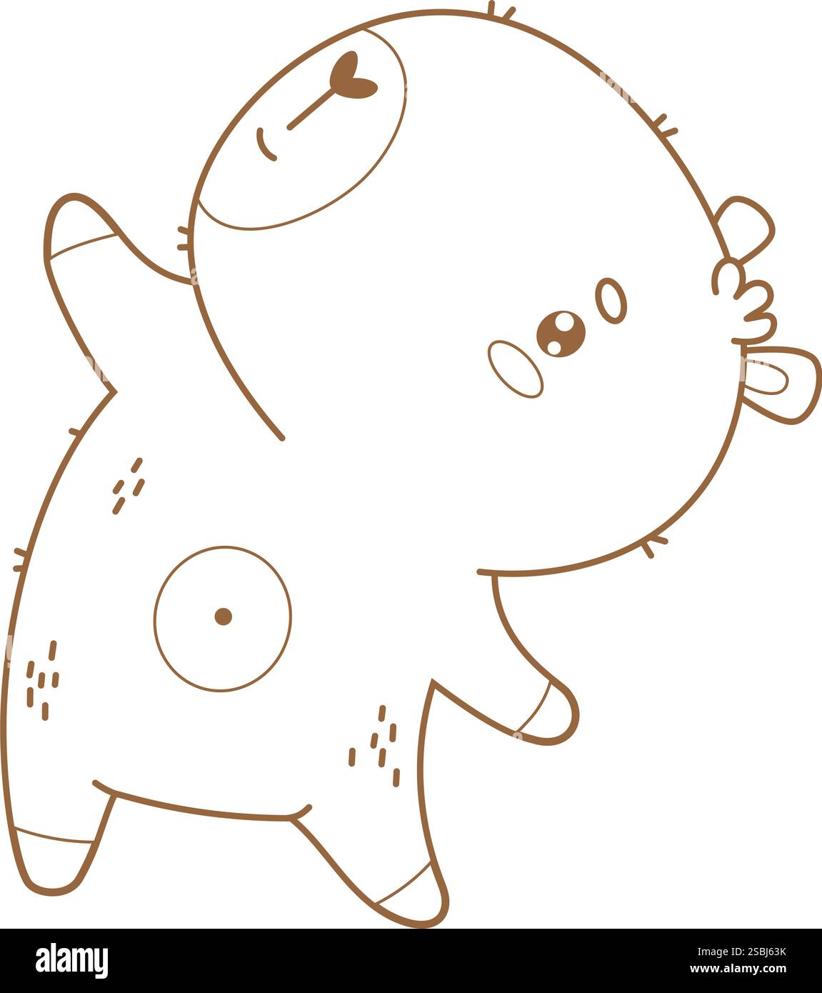 Outline Cute Capybara sportsman is engaged in fitness. Cartoon kawaii ...