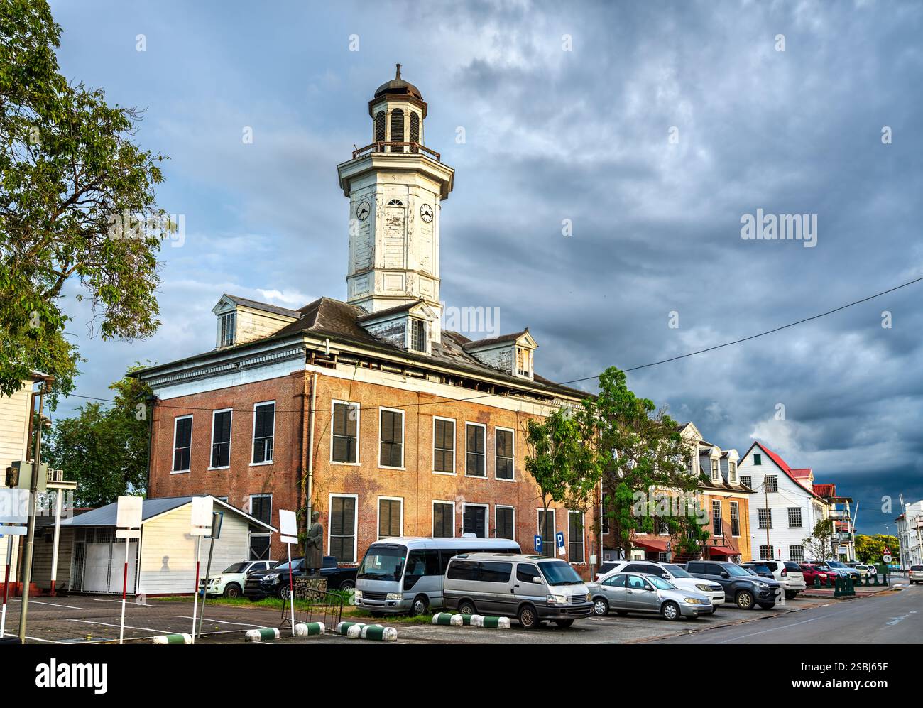 Historic building of Ministry of Finance of Suriname in Paramaribo ...