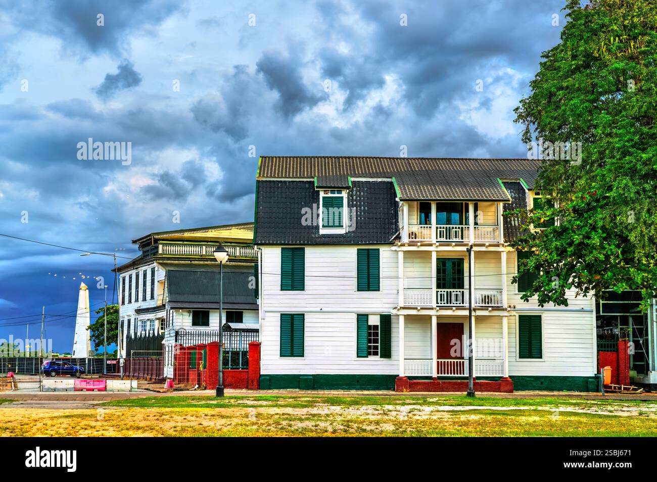 Traditional houses in the historic center of Paramaribo, UNESCO world ...