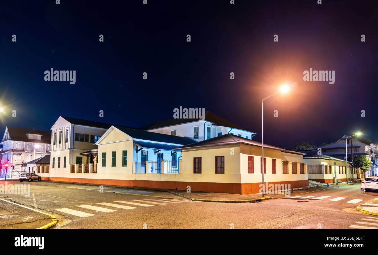 Traditional architecture of the old town of Cayenne, the capital of ...
