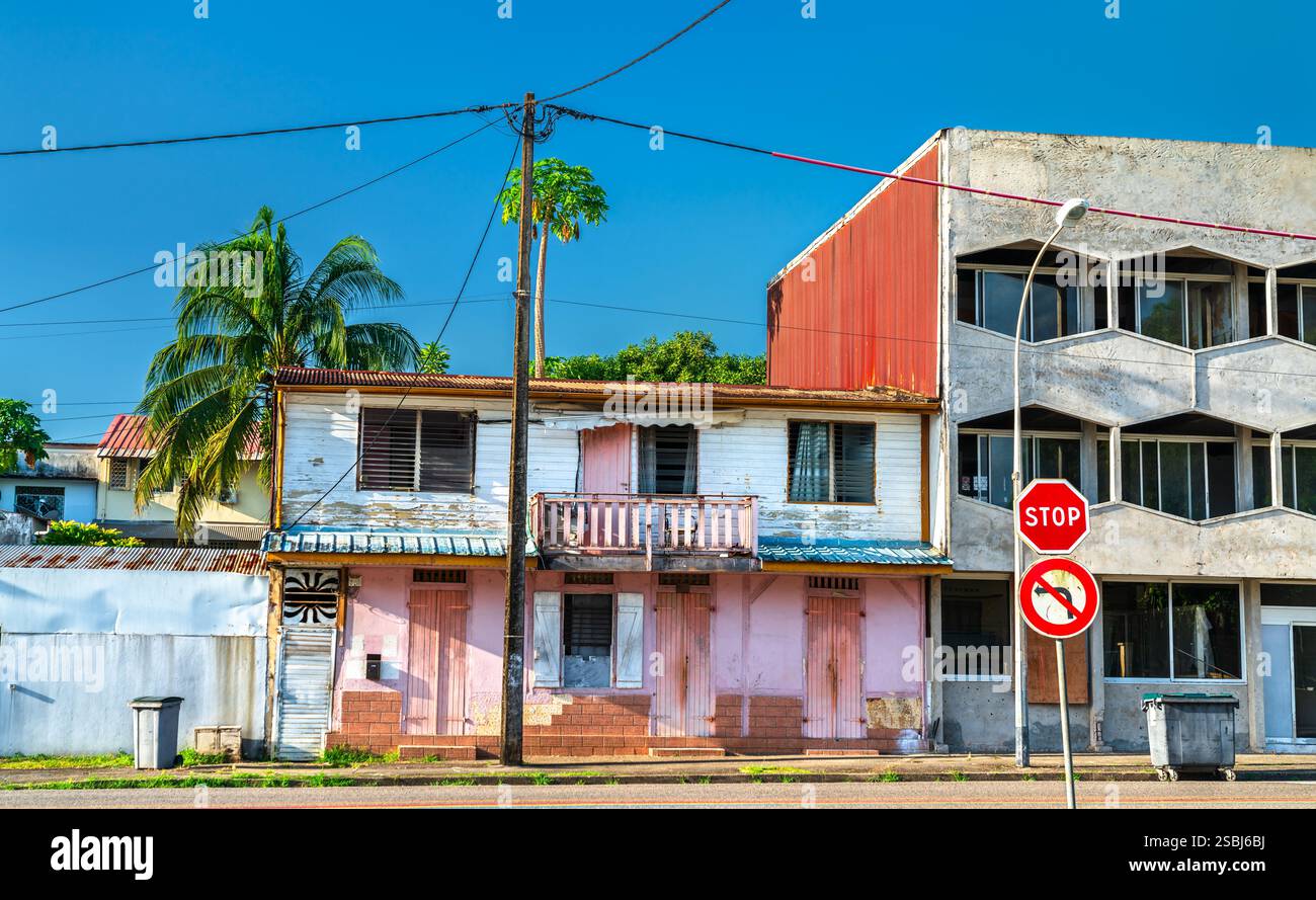 Typical architecture of Cayenne, the capital of French Guiana in South ...