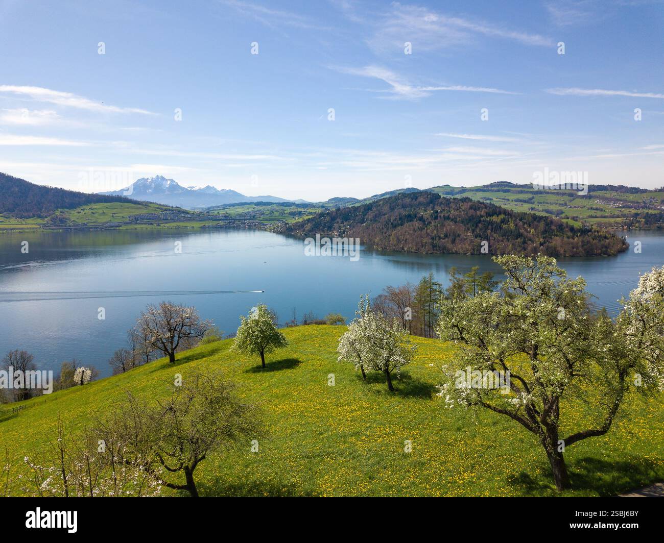 Aerial view of the Lake of Zug in central Switzerland with the famous ...