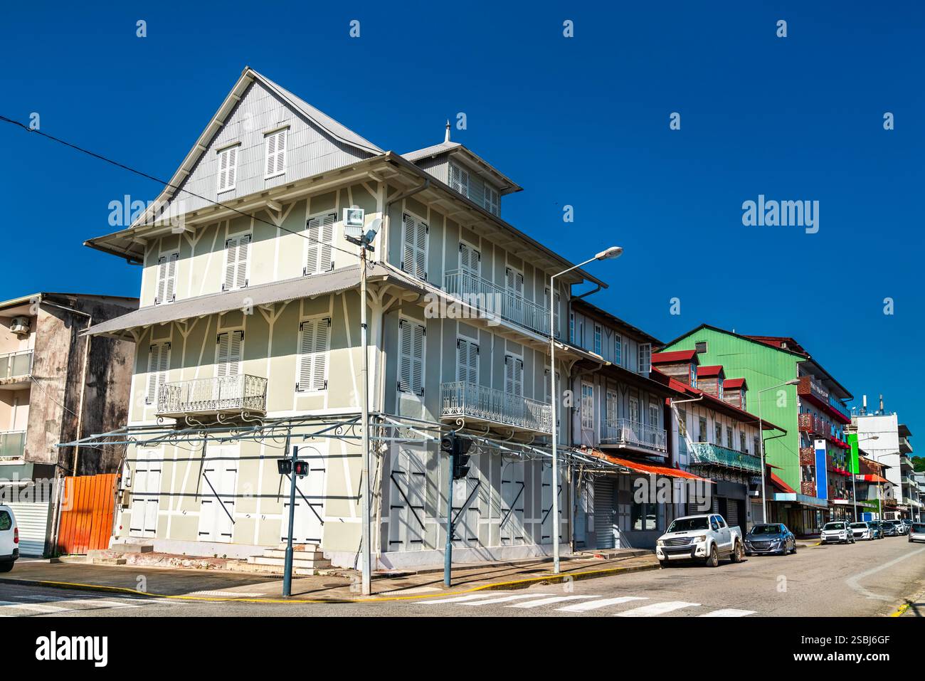 Traditional architecture of Cayenne, the capital of French Guiana in ...