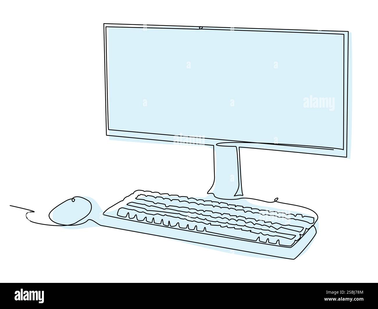 Simple Illustration Of A Computer Setup With Monitor Keyboard And