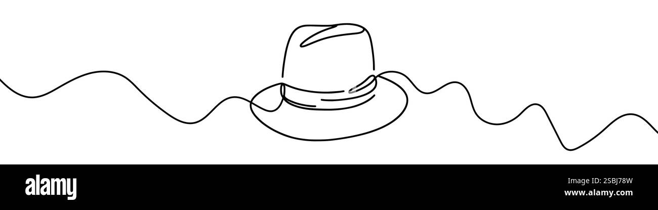 Minimalist single line sketch of elegant fedora hat, representing ...