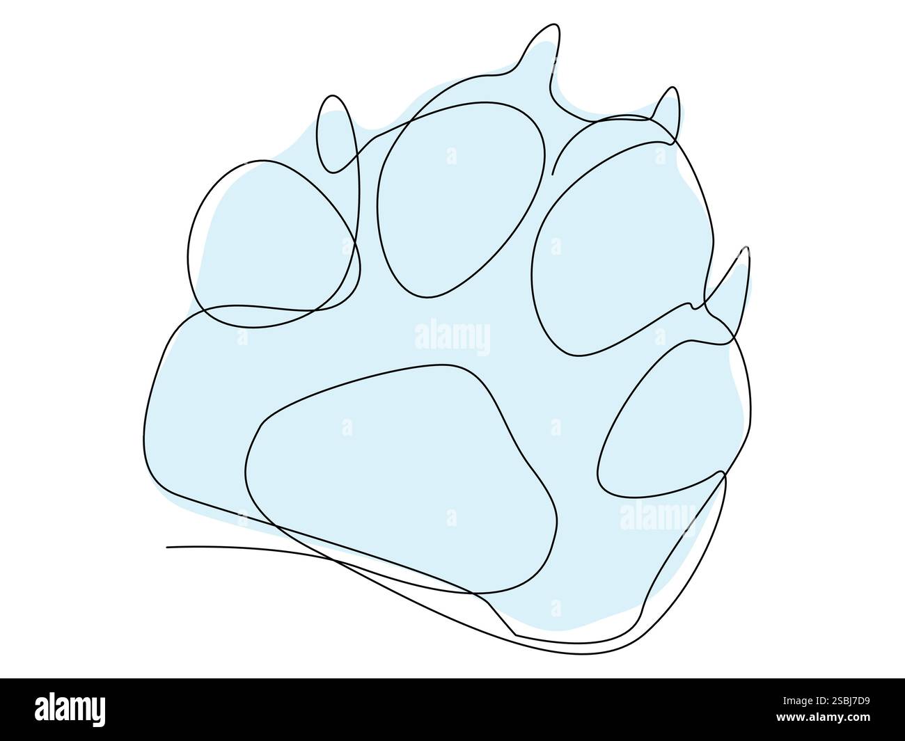 Simple Line Drawing of a Cat Paw Print on a Light Background Stock ...