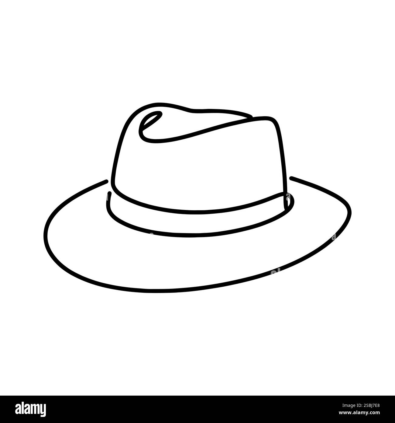 Elegant fedora hat icon. Black and white cartoon of a fedora hat ...
