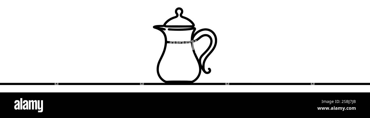 Minimalist continuous line drawing of a traditional arabic dallah ...