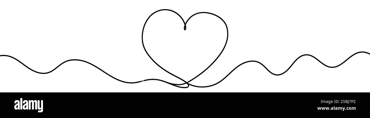 Continuous line drawing a heart shape expressing love and affection ...