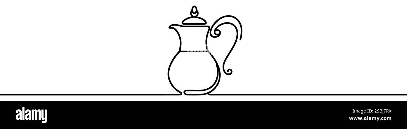 Minimalist continuous line drawing of a traditional arabic dallah ...