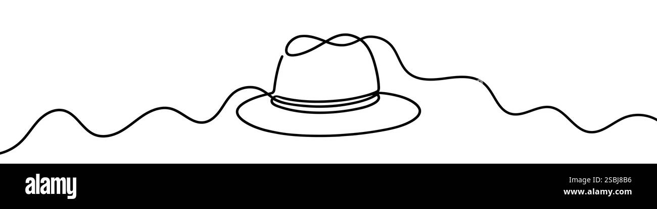 Minimalist single line sketch of elegant fedora hat, representing ...