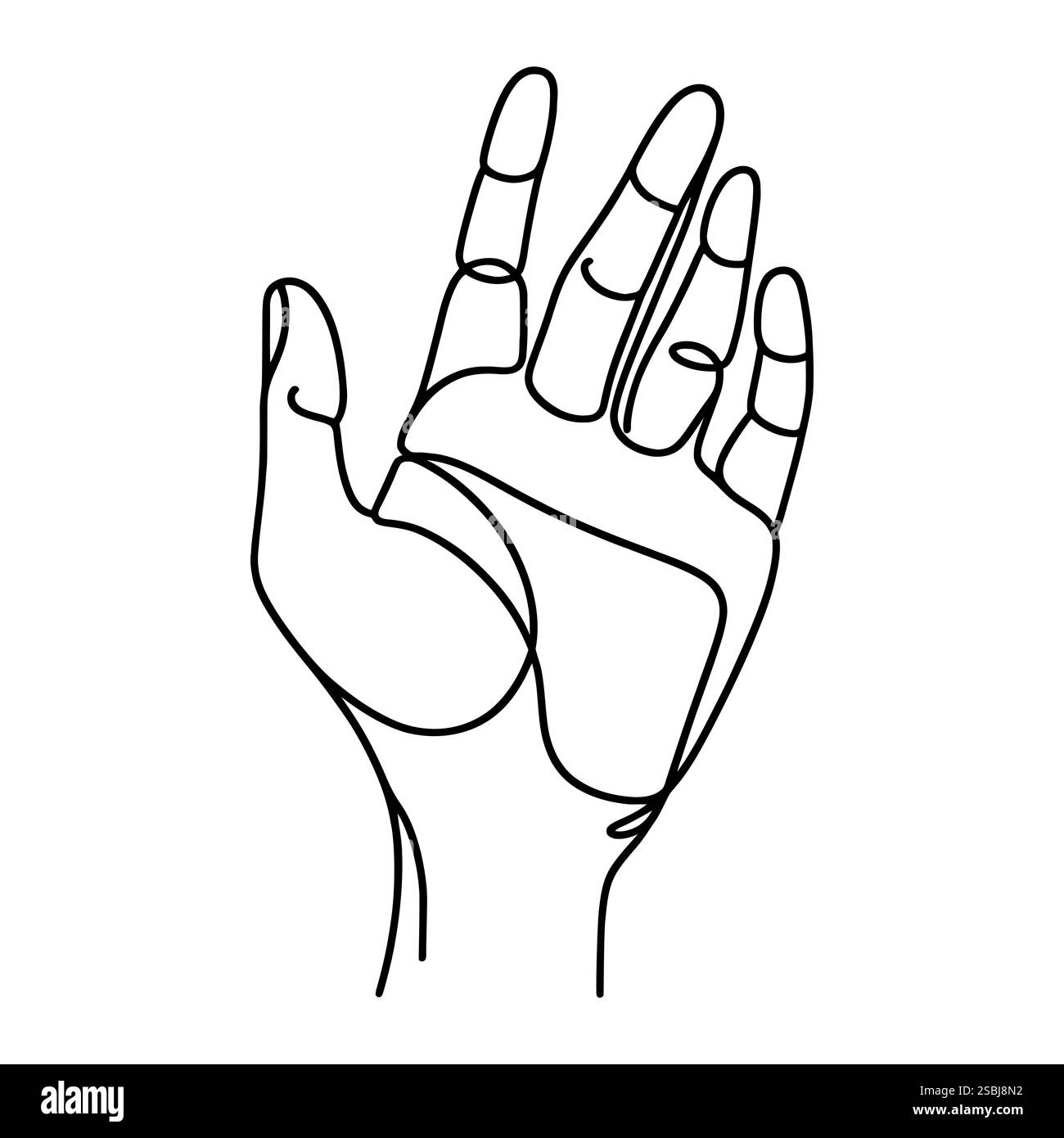 Linear hand icon isolated on white background. Black hand drawn palm ...