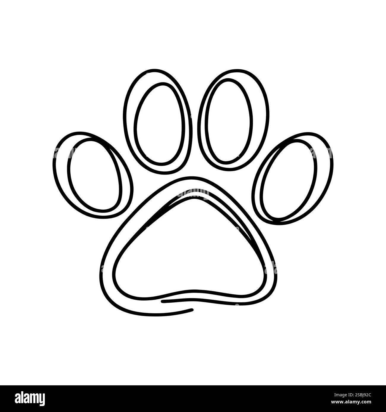 Simple and elegant, continuous line drawing representing a paw print ...