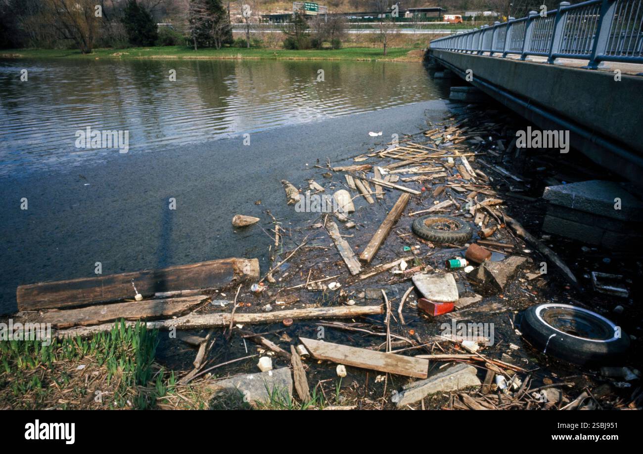 Pollution in river, New York, 1970s. Photograph by Bernard Gotfryd ...