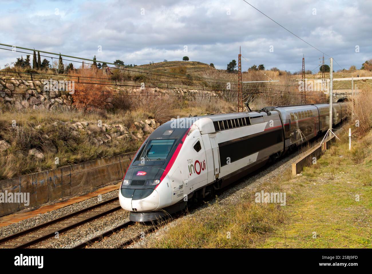 TGV Inoui train : Rail passenger transport between Beziers and Narbonne ...