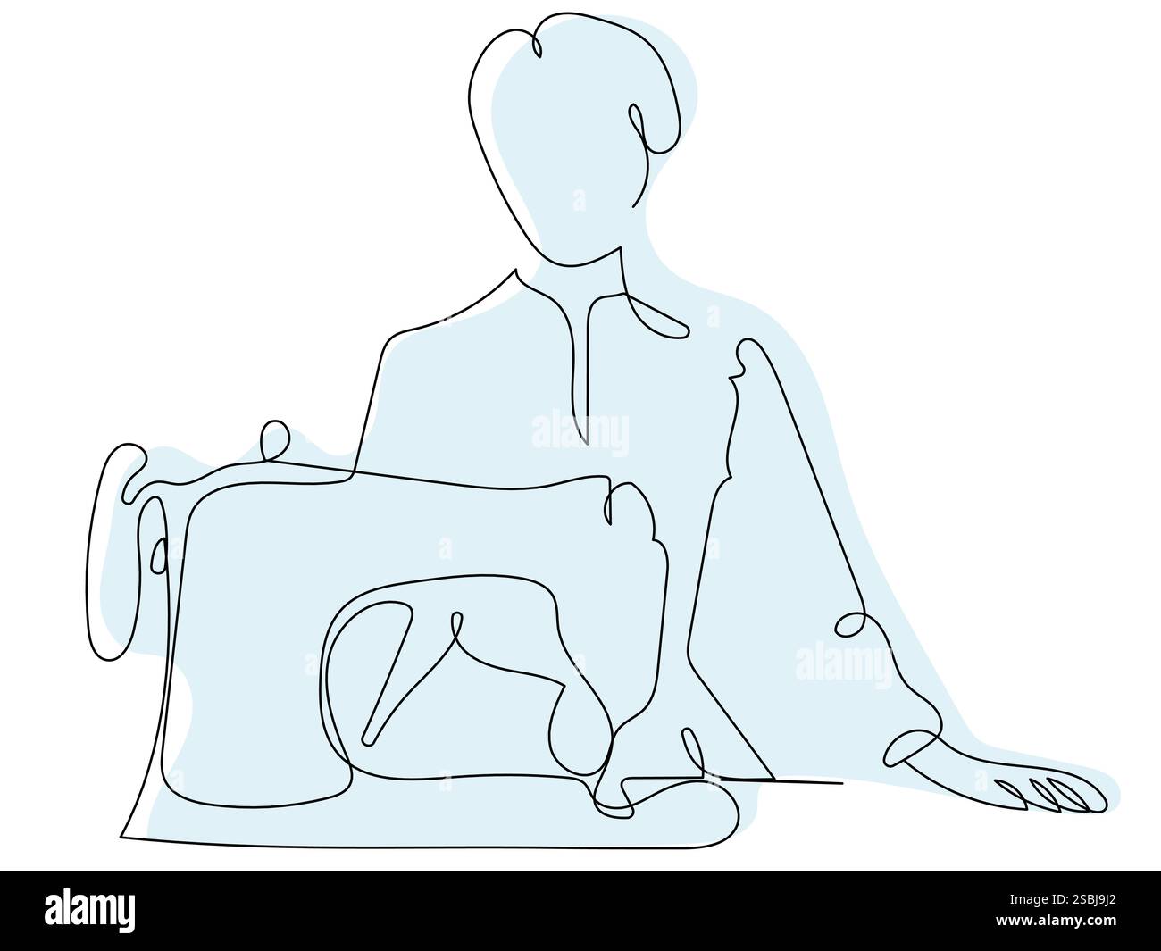 Seamstress Working Intently on a Sewing Machine at a Bright Workspace ...