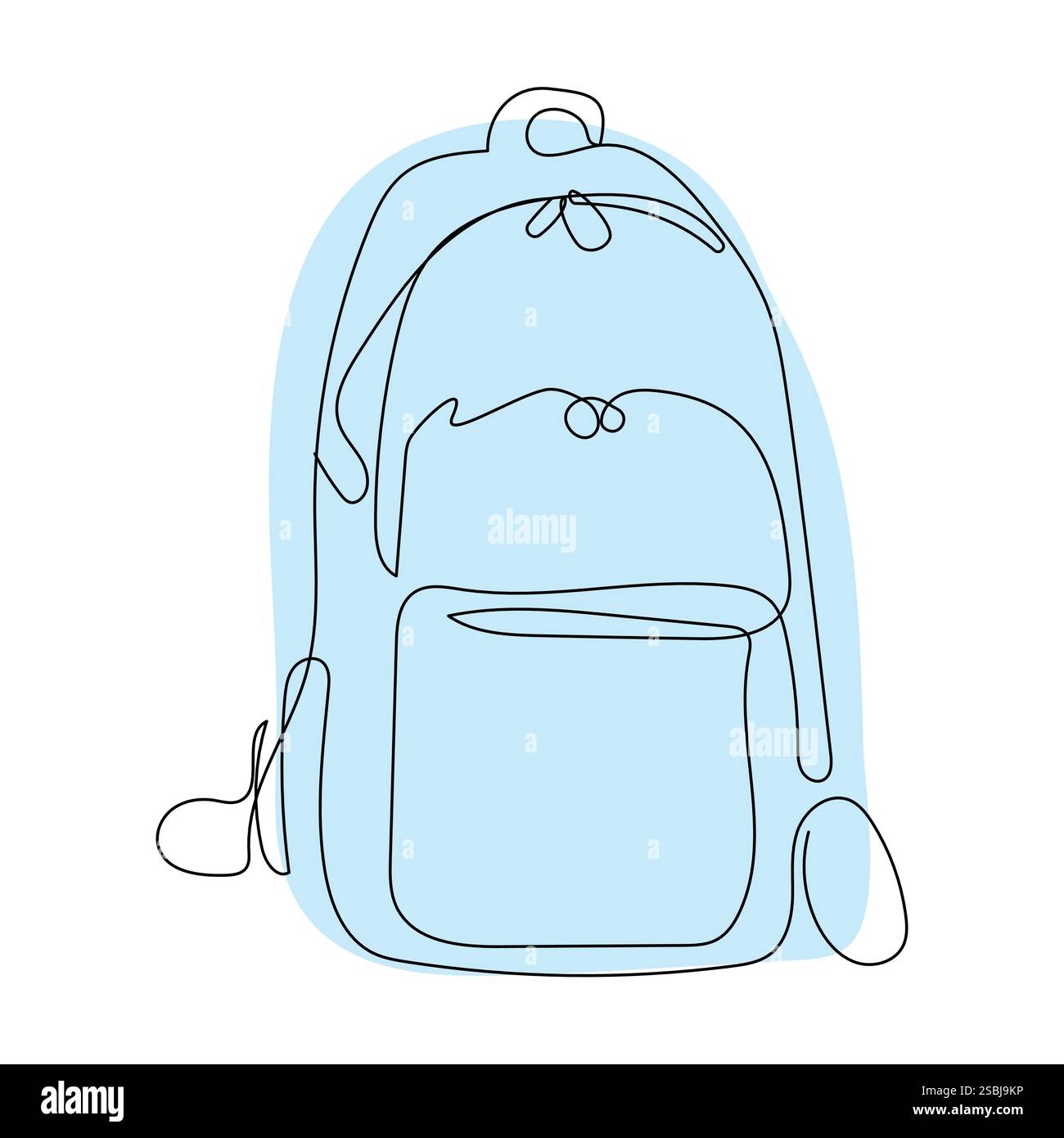 A minimalist representation of a blue backpack with a distinct line ...