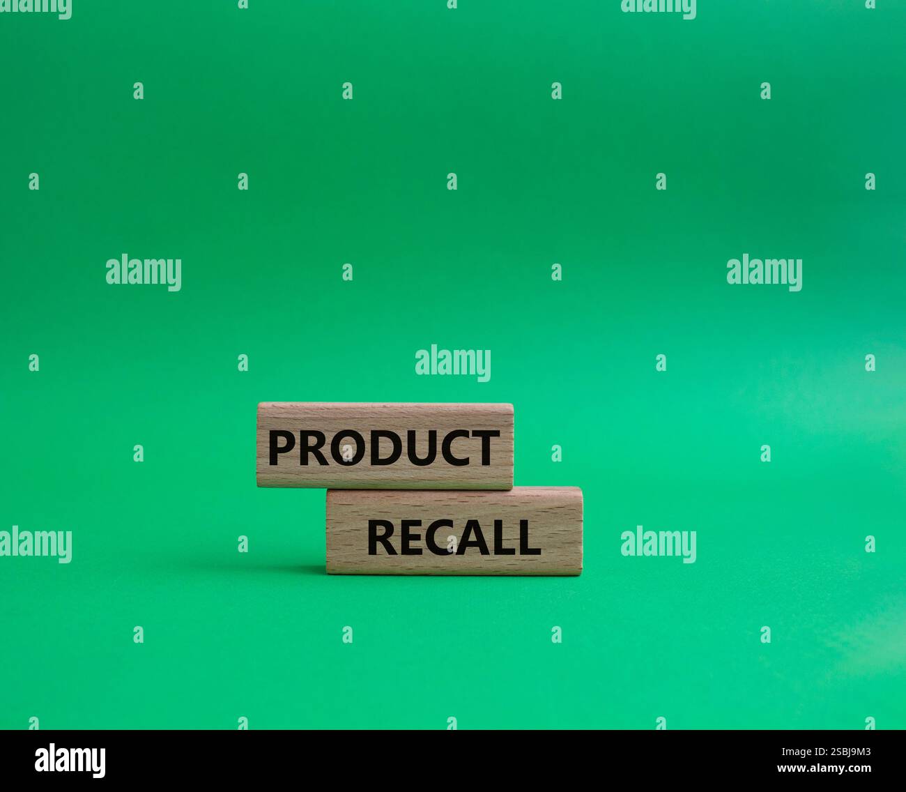 Product recall symbol. Concept words Product recall on wooden blocks. Beautiful green background ...