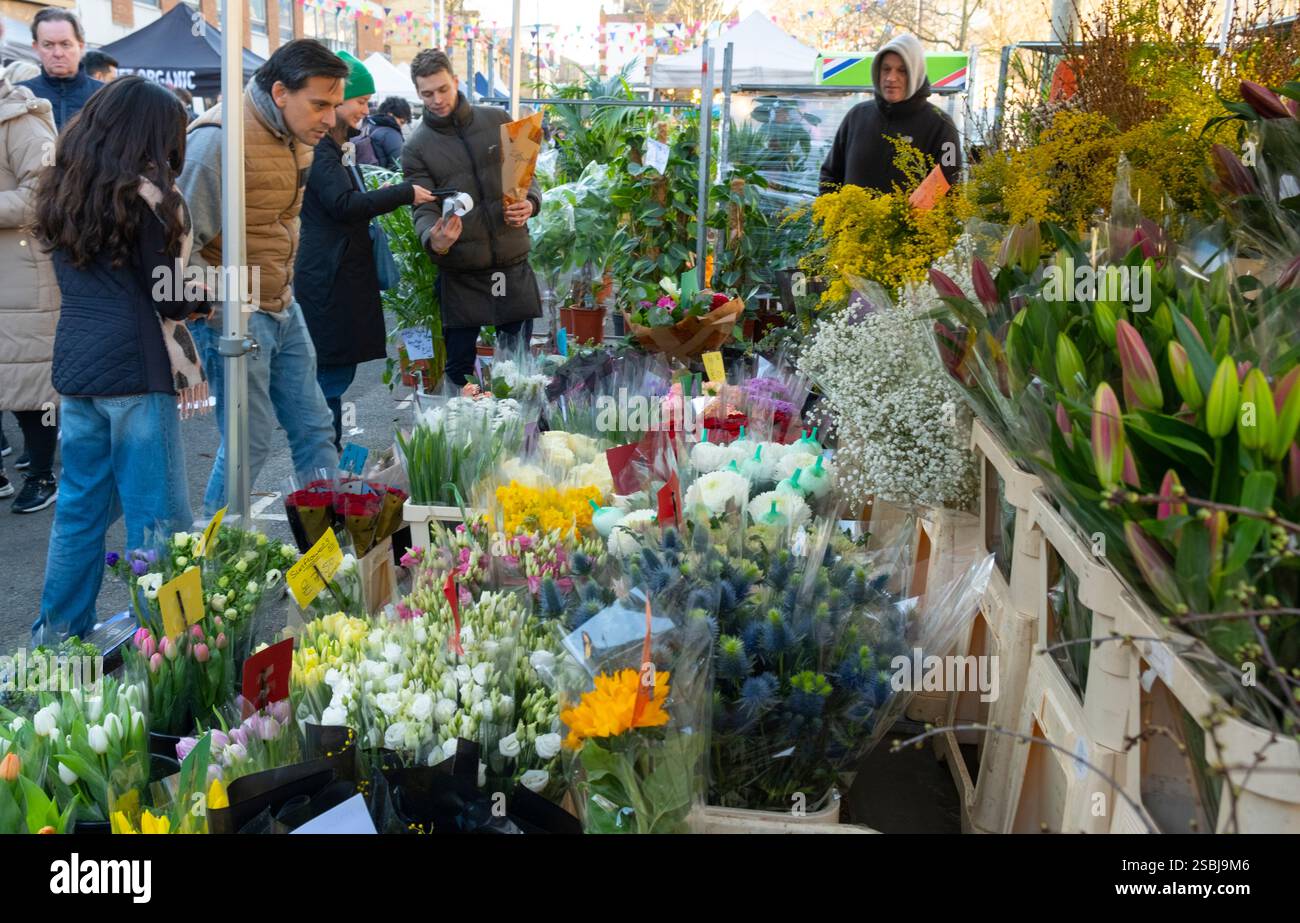 Flowers on sale at the Chiswick Flower Market, held on the first Sunday ...