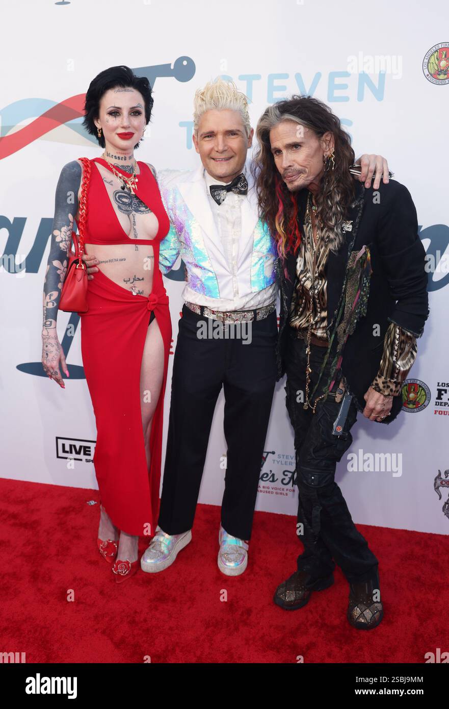 Los Angeles, USA. 03rd Feb, 2025. Adrien Skye, Corey Feldman, and Steven Tyler attend the 6th ...