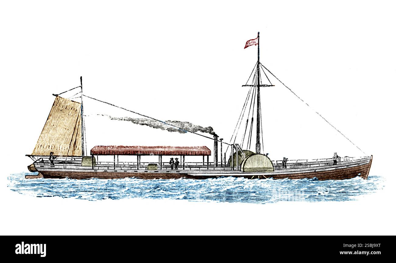 Engraving of Robert Fulton's Clermont. Robert Fulton (1765-1815) was an ...