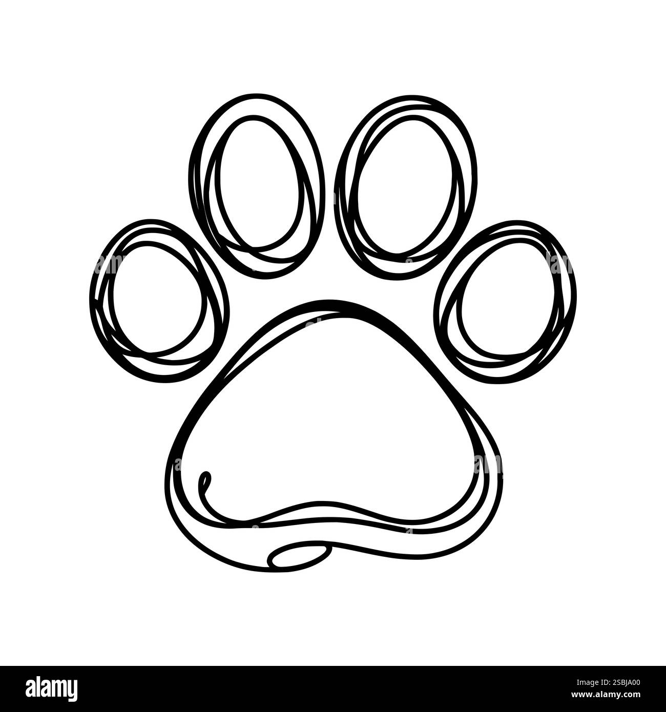 Simple and elegant, continuous line drawing representing a paw print ...
