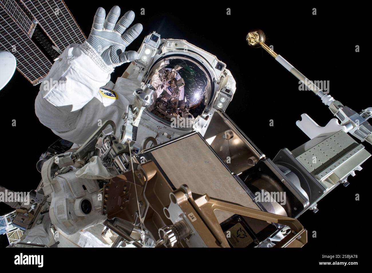 European Space Agency (ESA) astronaut Thomas Pesquet waves during a ...