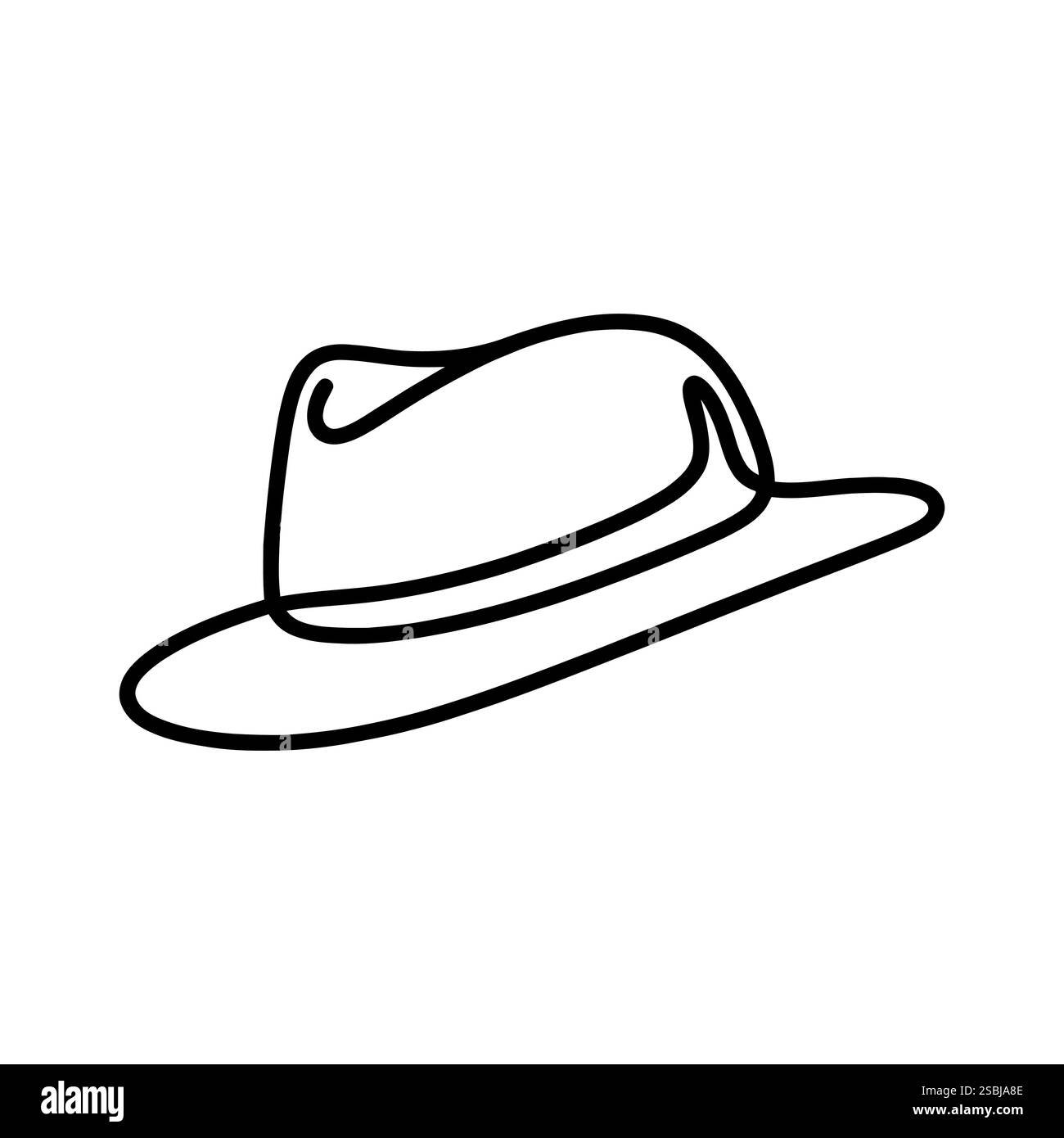 Elegant fedora hat icon. Black and white cartoon of a fedora hat ...