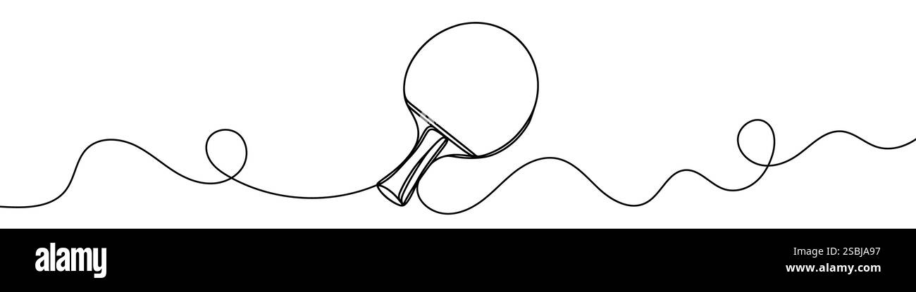 One continuous line illustration of a tennis racket, isolated on white ...