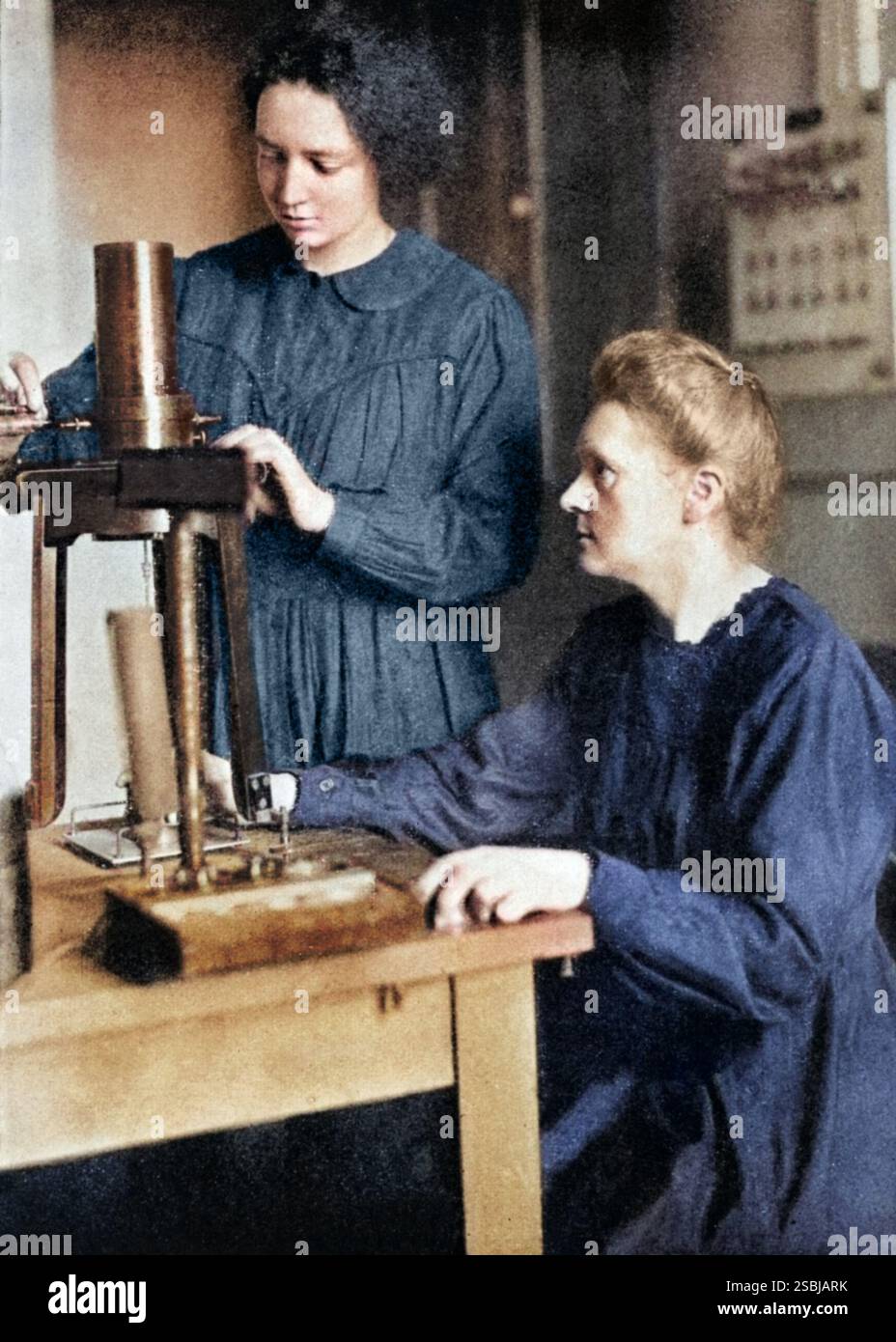 Marie Curie and her daughter, Irene; anon., 1925. Colorized. Marie ...
