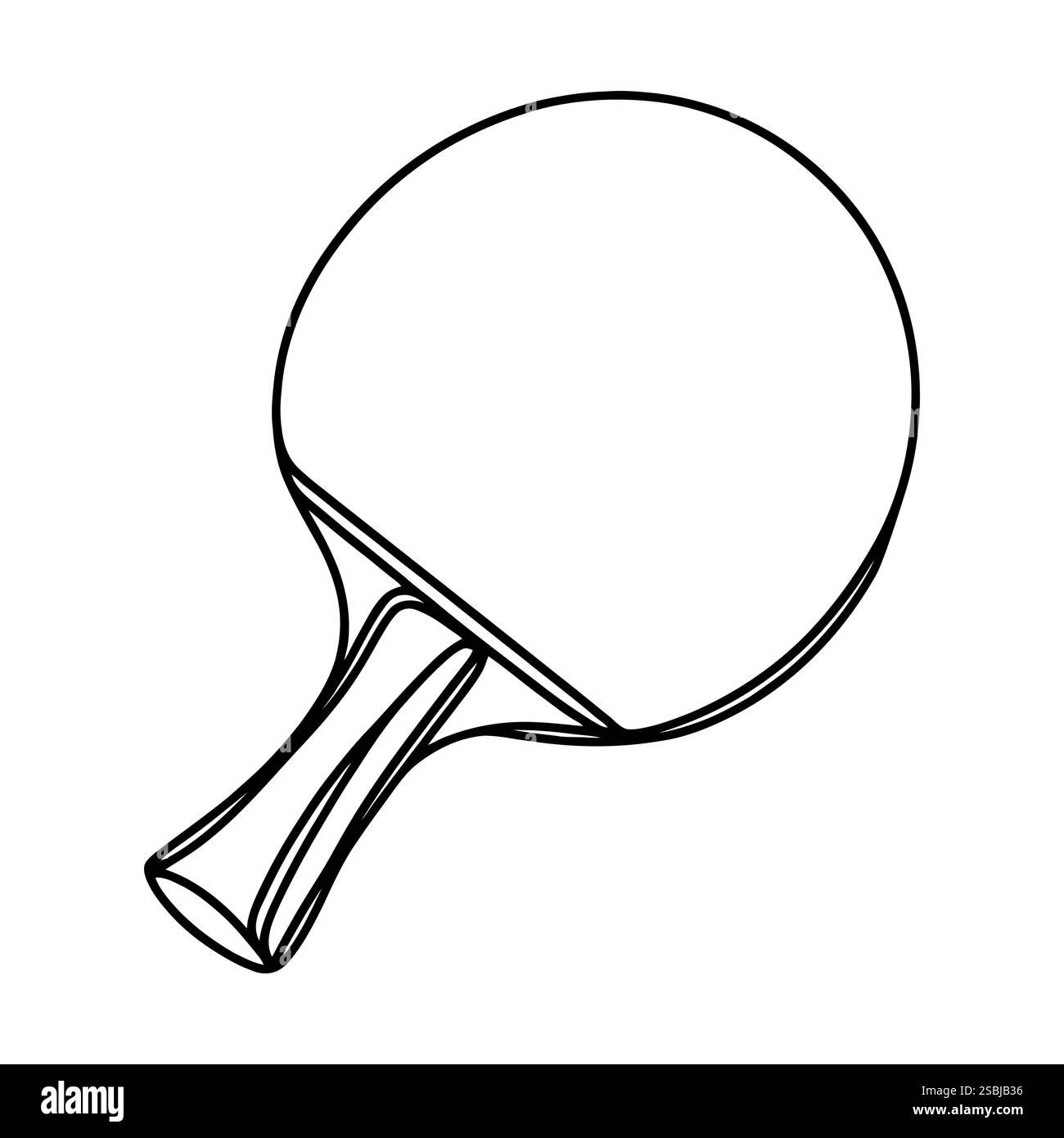 Linear tennis racket icon. Black and white image of a hand-drawn tennis ...