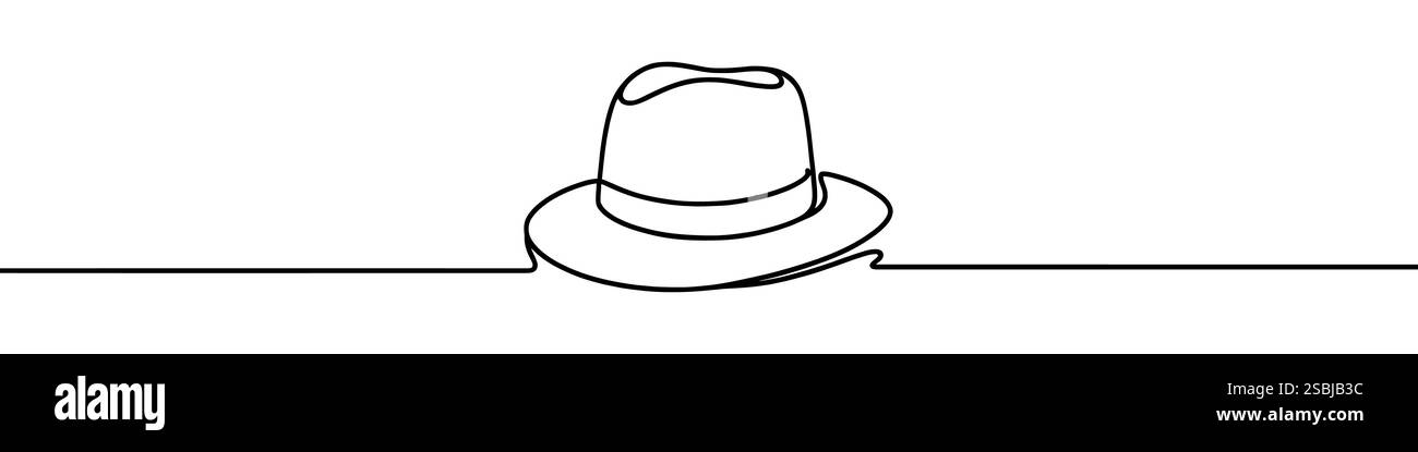 Minimalist single line sketch of elegant fedora hat, representing ...