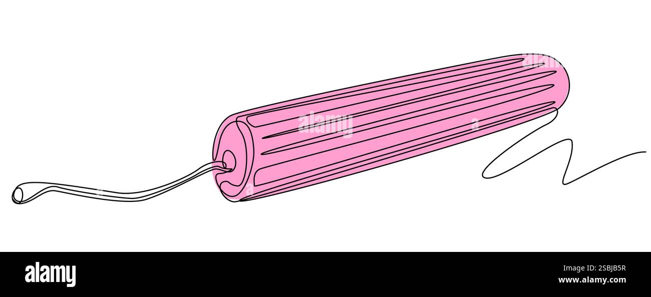 Pink tampon in one line on a white background Stock Vector Image & Art ...