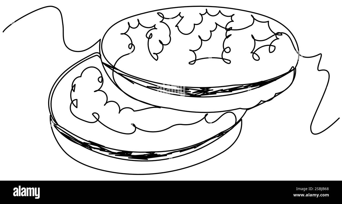 Two cookies in one line on a white background Stock Vector Image & Art ...