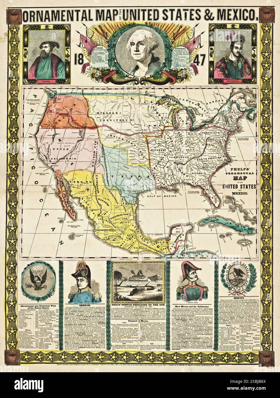 Ornamental map of the United States and Mexico, 1847. The Mexican ...
