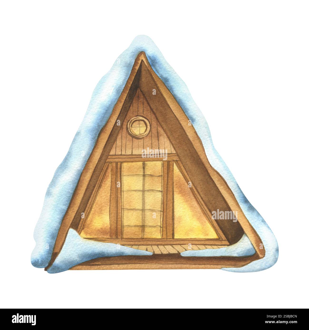 Triangular wooden houses for outdoor recreation A-frame with burning ...