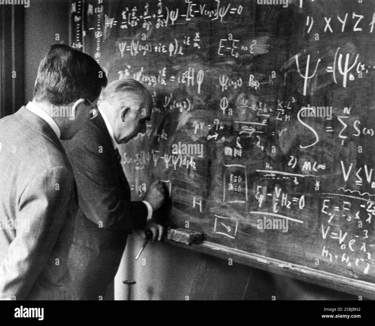Danish nuclear physicists Aage Bohr (1922-2009) (left) and his father ...