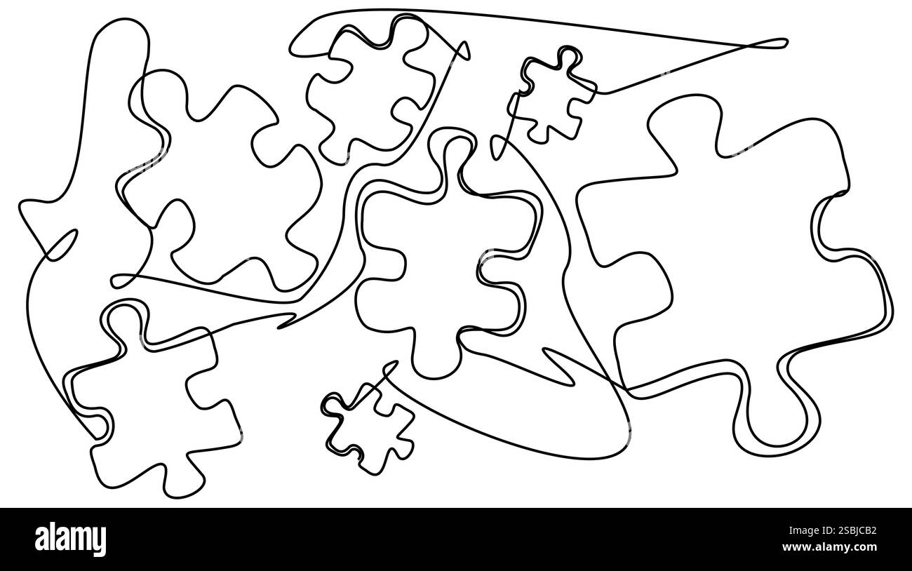 Doodle puzzles with one line on a white background Stock Vector Image ...