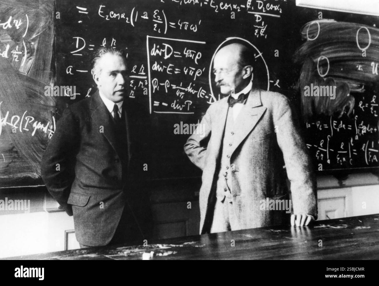 Danish physicist Niels Bohr (1885-1962) and German physicist Max Planck ...