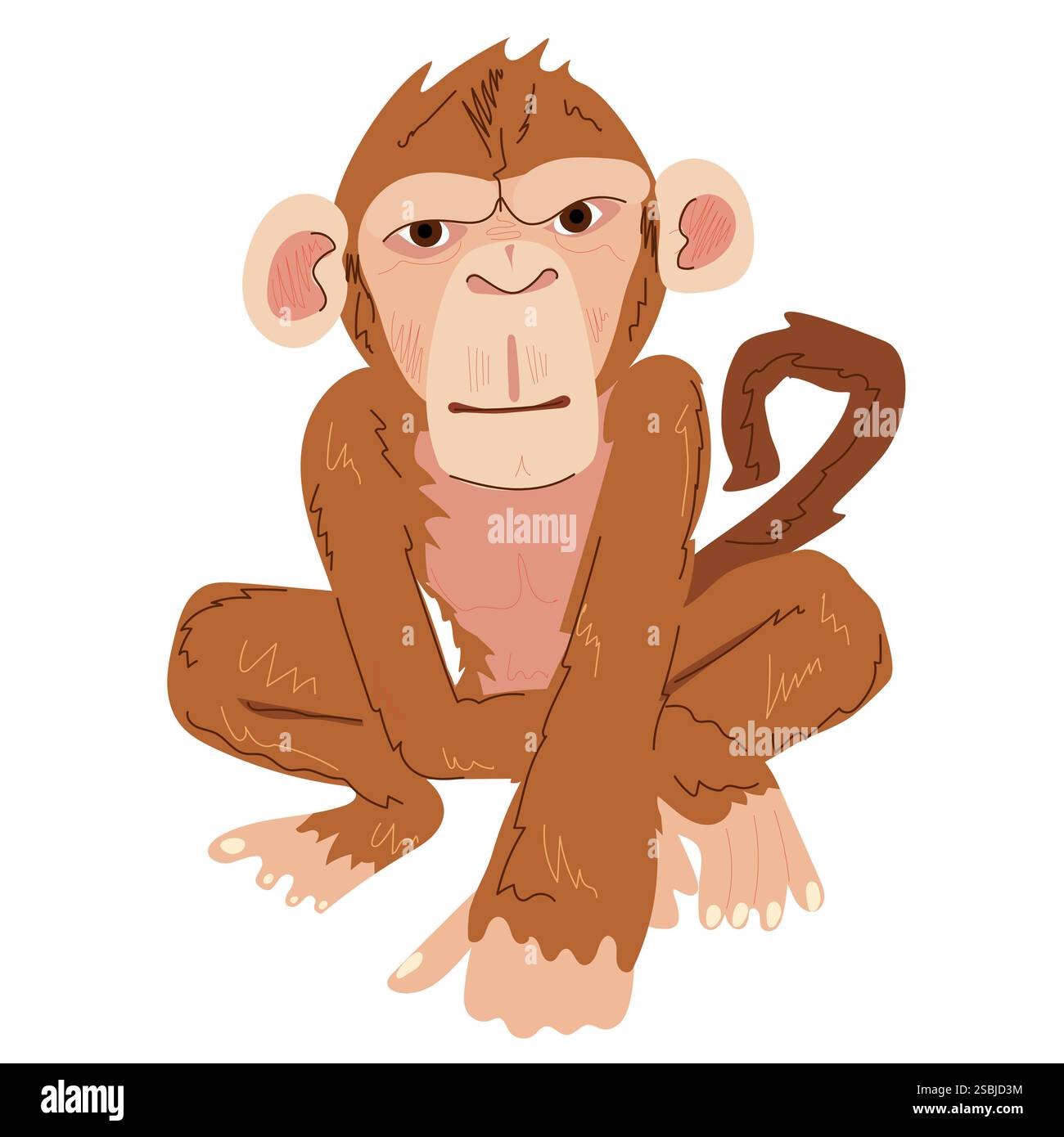 Cartoon monkey red color on white isolate Stock Vector Image & Art - Alamy
