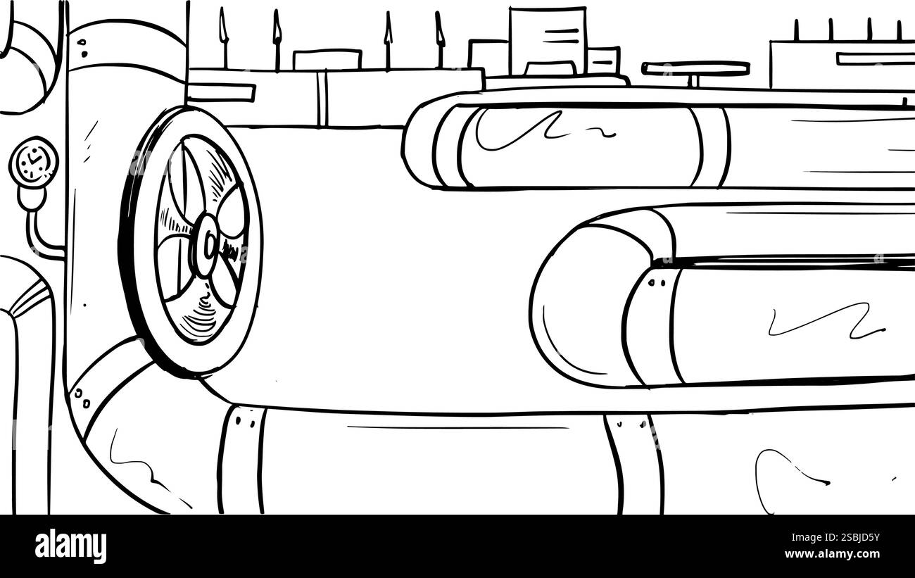 Steel pipes in water Black and White Stock Photos & Images - Alamy