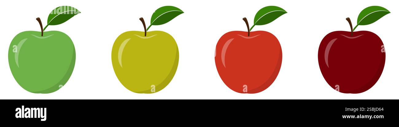Apple icon. Set of simple multi-colored apples icons. Isolated apple ...