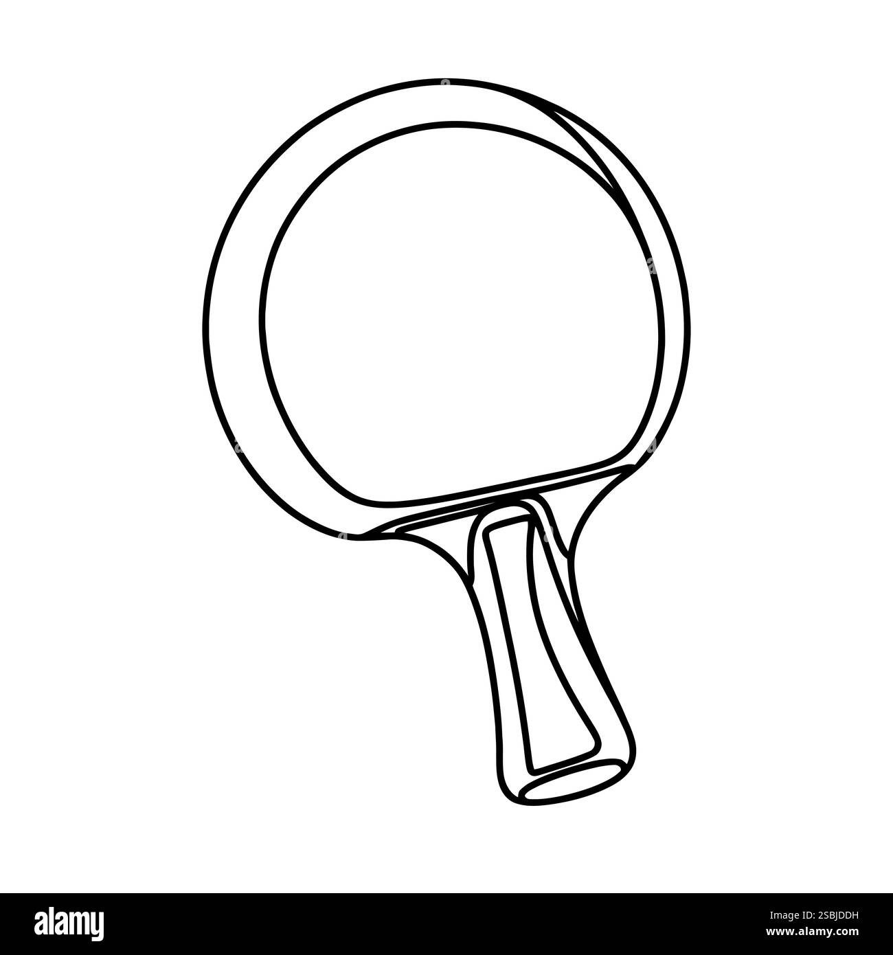 Linear tennis racket icon. Black and white image of a hand-drawn tennis ...
